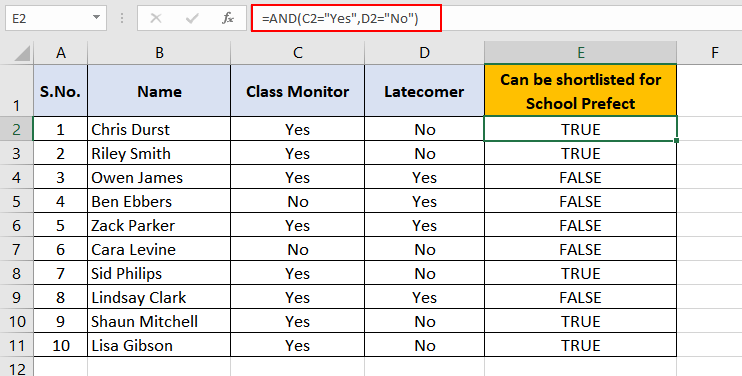 Excel AND Function – How To Use